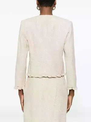 Alessandra Rich Bow-embellished Sequined Jacket - Neutrals
