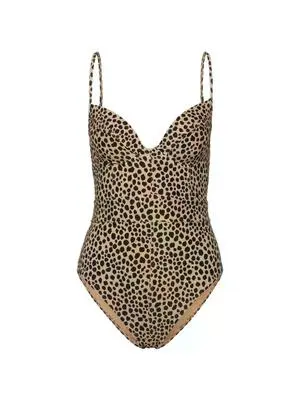 Michael Kors Animal Print One Piece Swimsuit - Neutrals
