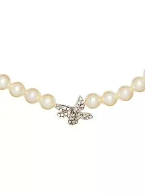 Tory Burch Moondance Pavé Flower Pearl Necklace
