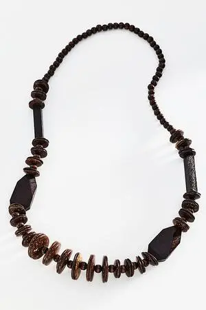 Anthropologie Chunky Wood Bead Necklace - Brown