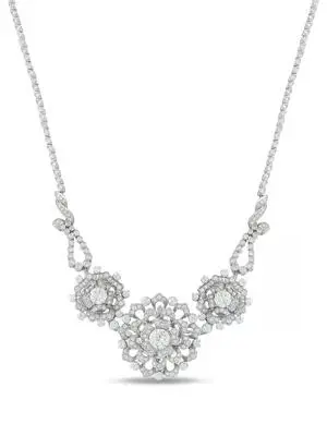 LB EXCLUSIVE Diamond And Platinum Floral Necklace - Silver