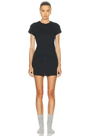 Lunya Soft Modal Rib Tee Short Pajama Set - Immersed Black