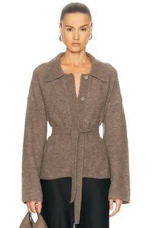 L'academie Jessamy Knit Belted Cardigan - Mocha