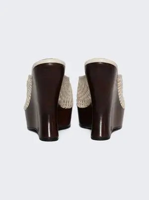 Magda Butrym Wedge Crochet Sandals Cream - White