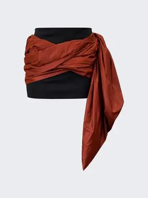 Burc Akyol Taffeta Draped Mini Skirt