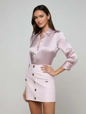 L'Agence Dani Silk Blouse Top - Icy Lilac