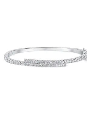KENNETH JAY LANE Cubic Zirconia Bypass Bangle Bracelet - Silver
