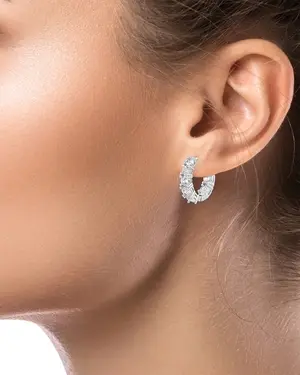 KENNETH JAY LANE Cubic Zirconia Inside Outside Hoop Earrings