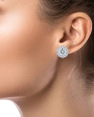 KENNETH JAY LANE Baguette And Round Cubic Zirconia Halo Stud Earrings