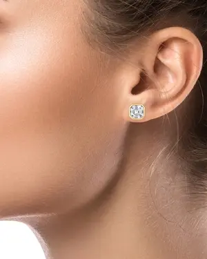 KENNETH JAY LANE Asscher Cut Cubic Zirconia Stud Earrings