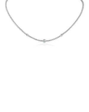 KENNETH JAY LANE Cubic Zirconia Station Tennis Necklace - Silver