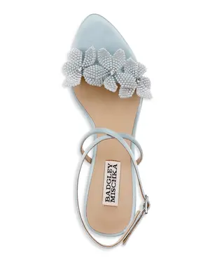 Badgley Mischka Whitney Embellished Sandals - Mist Blue Satin