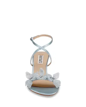 Badgley Mischka Whitney Embellished Sandals - Mist Blue Satin