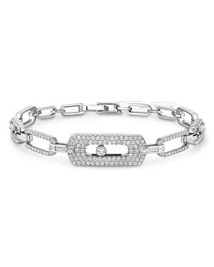 Messika 14k Move Link Diamond Gourmette Bracelet - White Gold