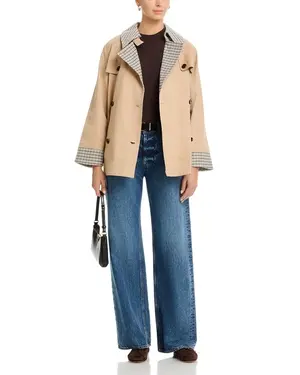 Rails Lucien Plaid Trim Double Breasted Jacket - Sand