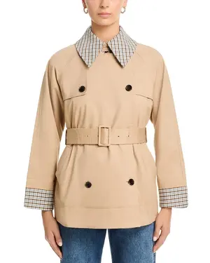 Rails Lucien Plaid Trim Double Breasted Jacket - Sand