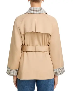 Rails Lucien Plaid Trim Double Breasted Jacket - Sand