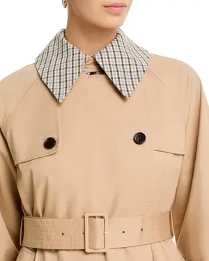 Rails Lucien Plaid Trim Double Breasted Jacket - Sand
