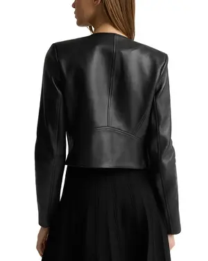 St. John Cropped Leather Jacket