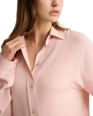 St. John Silk High-low Blouse - Rose Quartz