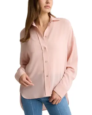 St. John Silk High-low Blouse - Rose Quartz