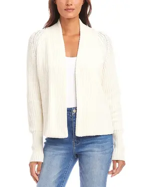 Karen Kane Cropped Cardigan Sweater - Off White