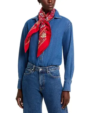 Polo Ralph Lauren Floral Block Print Square Scarf - Red Multi