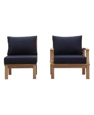 MODWAY Marina Outdoor Patio Teak, Set Of 2 - Natural Navy