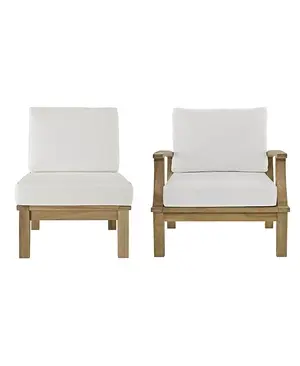 MODWAY Marina Outdoor Patio Teak, Set Of 2 - Natural White