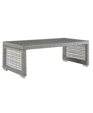 MODWAY Aura Rattan Outdoor Patio Coffee Table - Gray