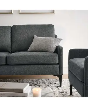 MODWAY Corland Upholstered Fabric Loveseat - Charcoal