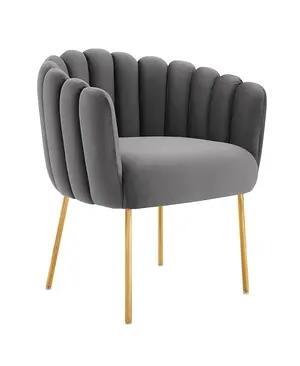 MODWAY Sanna Channel Tufted Performance Velvet Armchair - Gray