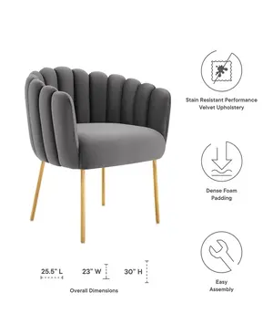 MODWAY Sanna Channel Tufted Performance Velvet Armchair - Gray