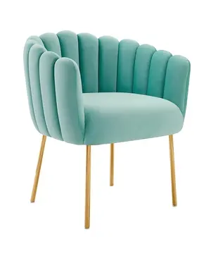 MODWAY Sanna Channel Tufted Performance Velvet Armchair - Mint