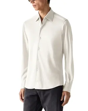 Zegna Silk Linen & Cotton Shirt - White Mélange