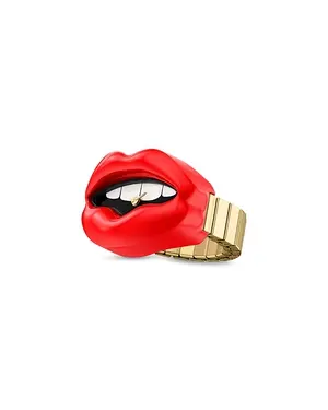 Fossil Lips Watch Ring, 23mm X 6mm - Gold/lips