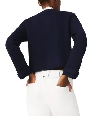 Maje Detachable Embroidered Collar Cardigan - Navy