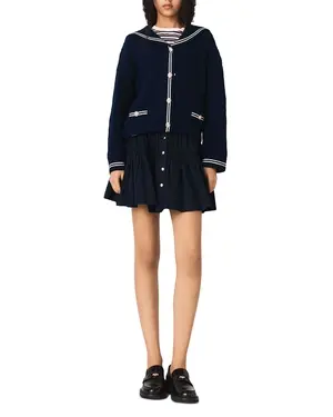 Maje Cable Knit Cardigan - Navy