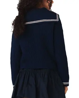 Maje Cable Knit Cardigan - Navy