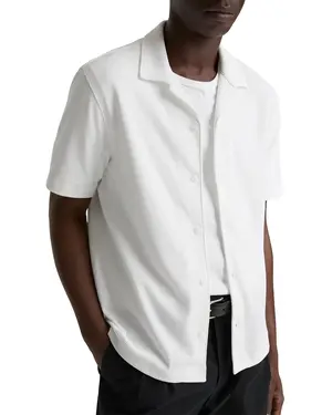 Vince Mesh Knit Short Sleeve Cabana Shirt - Optic White