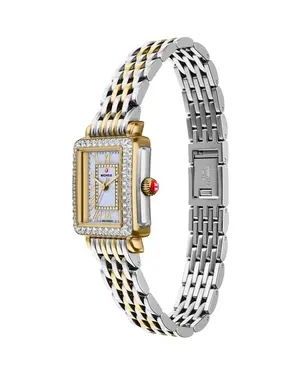 Michele Deco Madison Mini Watch, 23mm X 24mm - Two Tone/blue