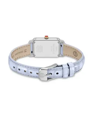 Michele Deco Park Two-tone 18k Gold-plated Leather Watch - Blue/white