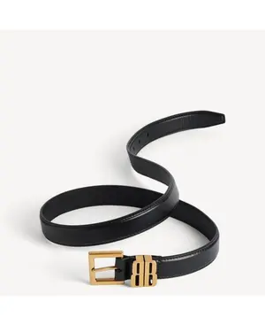 Balenciaga Bb Editor Leather Belt - Black