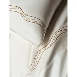 Frette Silent Embroidery Sheet Set, Queen Exclusive - Milk/sand