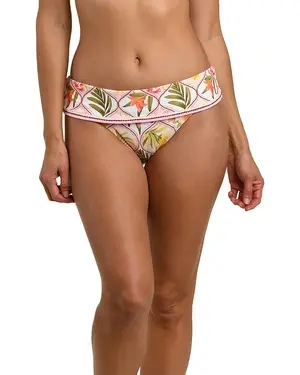 La Blanca Palm Foldover Waist Bikini Bottom - Multi