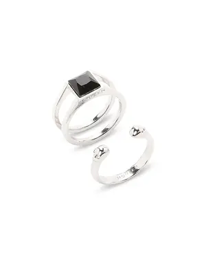 Alexander McQueen Brass And Glass Skull Ring - Ash/black
