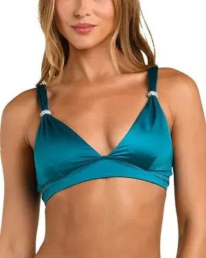 L'Agence Lexie Liquid Shine Bikini Top - Crystal Teal