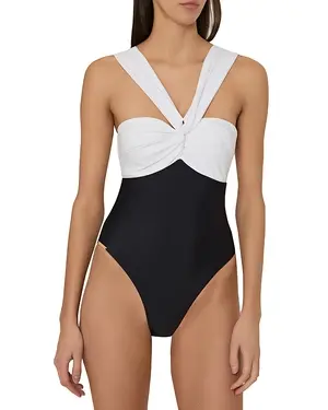 MILLY Betsy Color Block One-piece Swimsuit - White/black