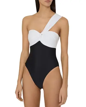MILLY Betsy Color Block One-piece Swimsuit - White/black