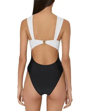 MILLY Betsy Color Block One-piece Swimsuit - White/black